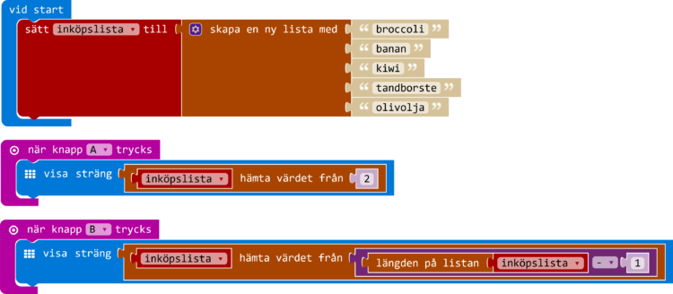 Listor (Arrays) - Mer Microbit